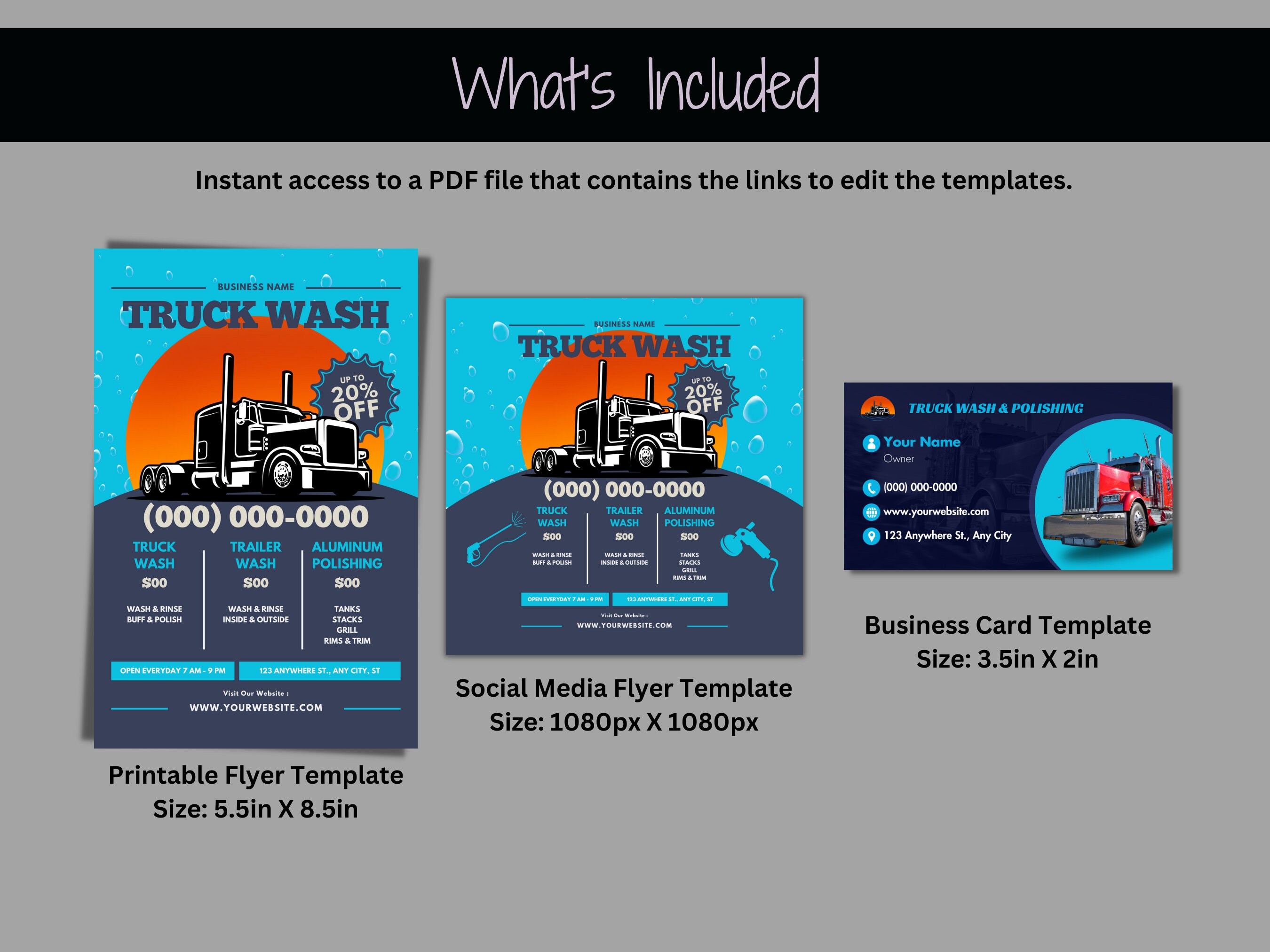 Truck Wash Flyer Templates Social Media Flyer Big Rig Truck Wash ...