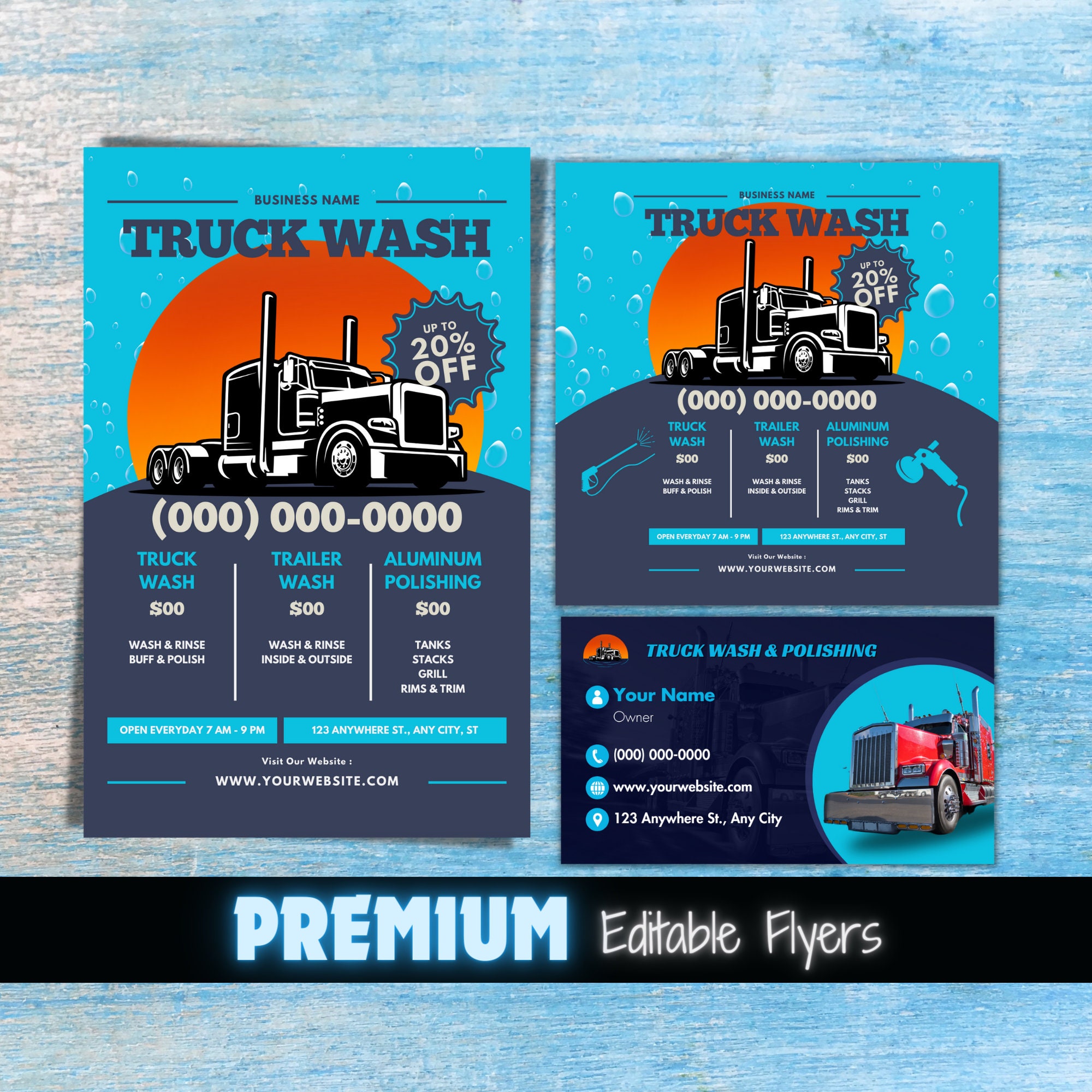 Truck Wash Flyer Templates Social Media Flyer Big Rig Truck Wash ...
