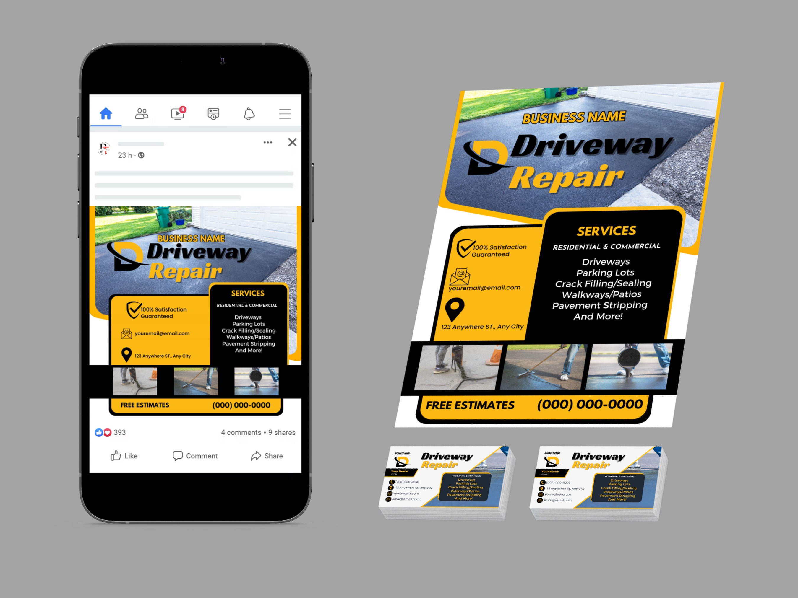 Driveway Repair Service Flyer Templates Social Media Flyer Professional ...