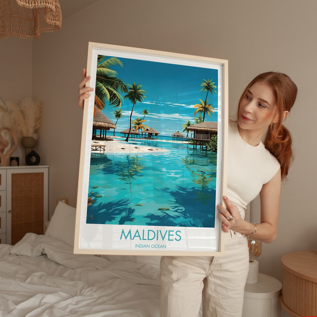 Maldives Travel Poster Maldives Travel Print Maldives Gift Birthday ...