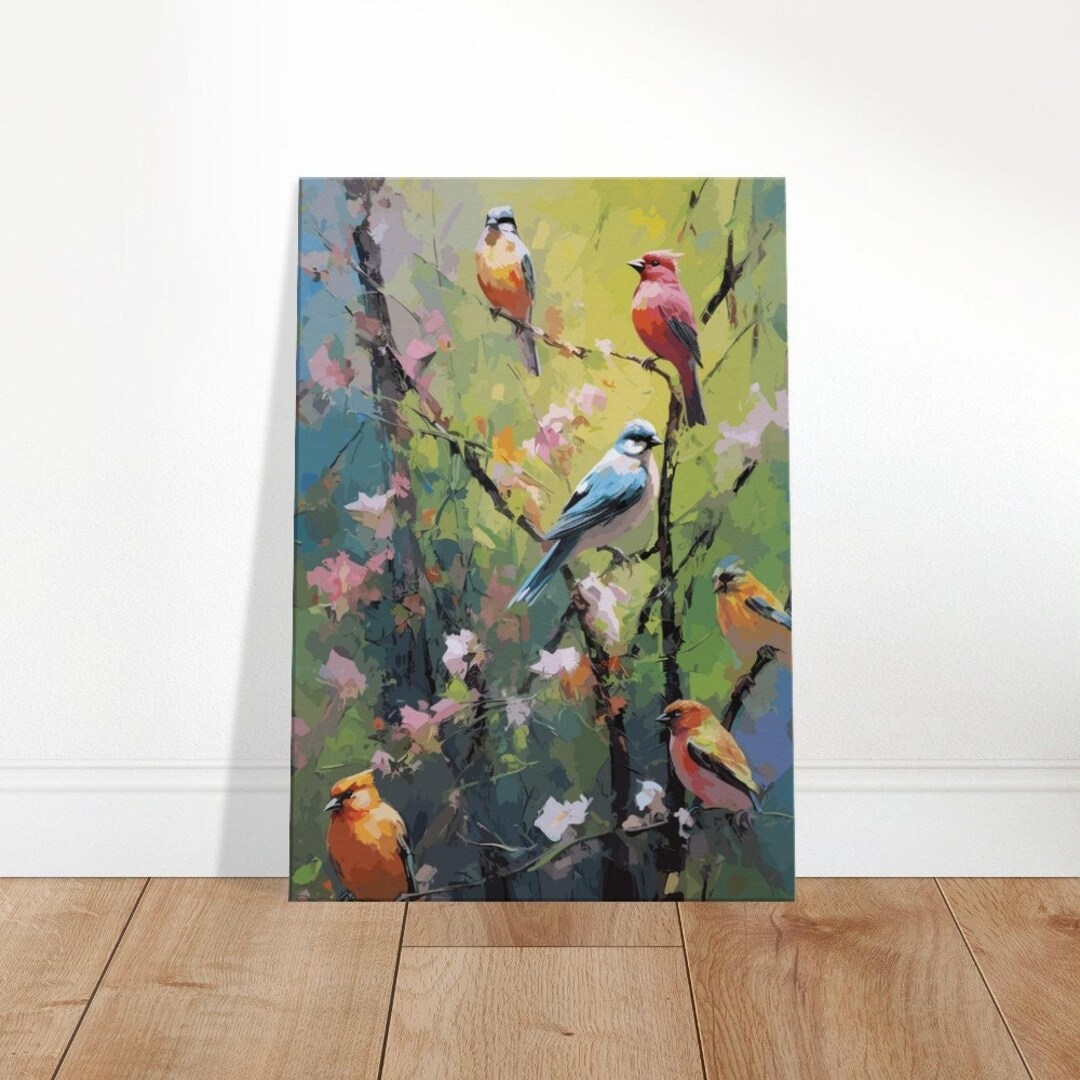 Canvas Bird Wall Art Floral Wall Home Décor - Etsy