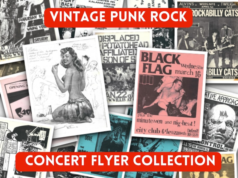 Vintage Punk Rock Flyer Collection: 250 High-res Digital Images ...