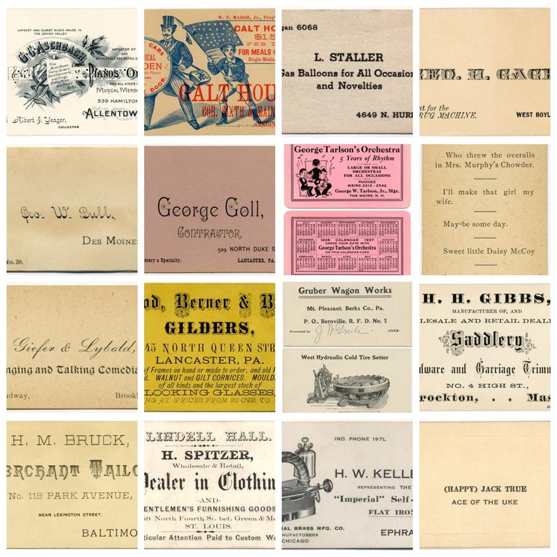 300+ Vintage Business Cards: 1900s Ephemera for Junk Journals (digital ...