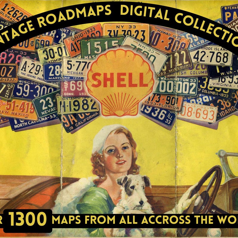 Vintage Road Maps - Etsy