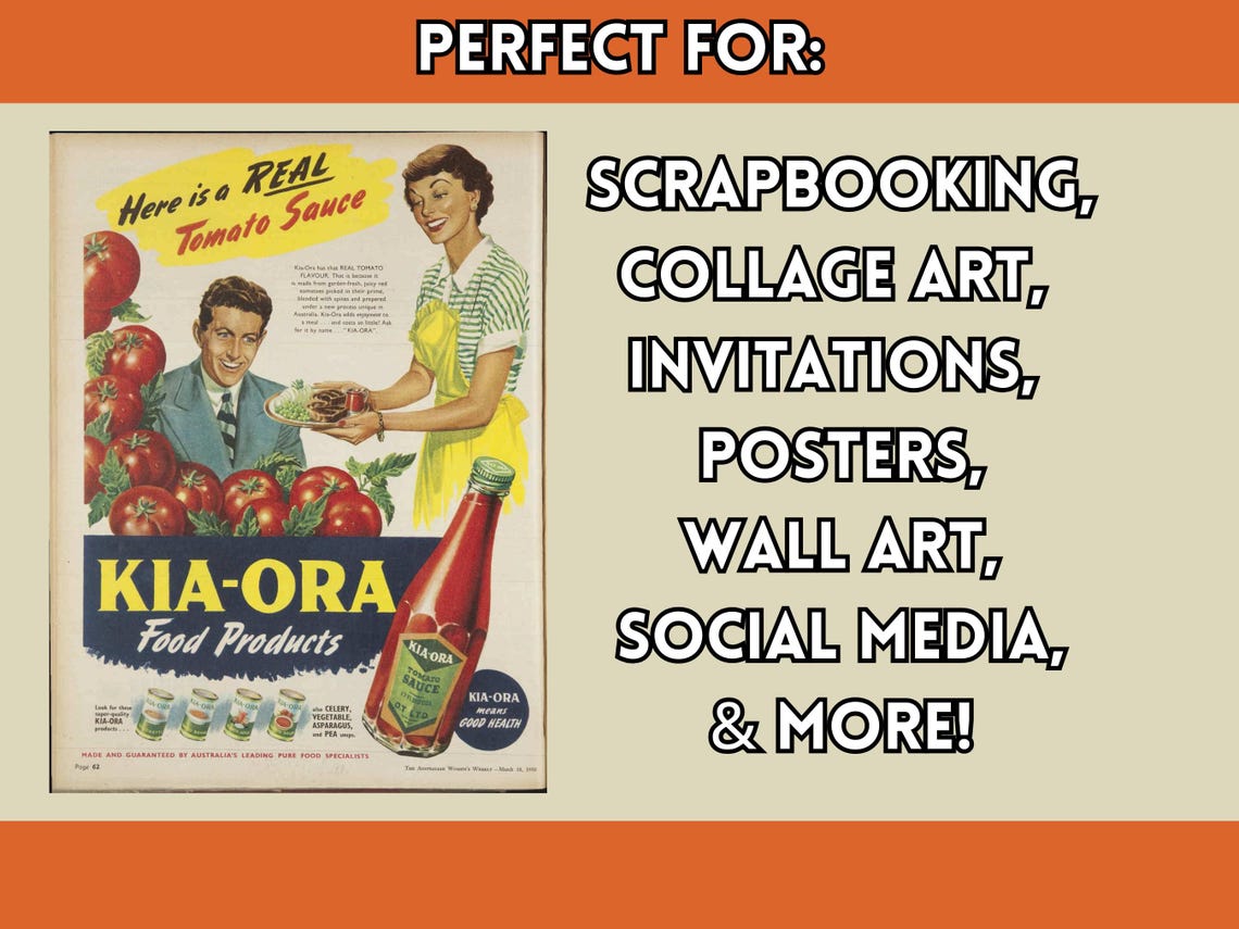 Vintage 1950s Advertising Ephemera: Mid-century Retro Art (digital ...