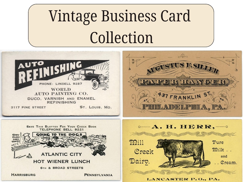 300+ Vintage Business Cards: 1900s Ephemera for Junk Journals (digital ...