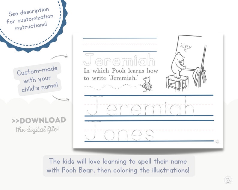 Name Tracing Printable Winnie-the-pooh Homeschool Printable - Etsy