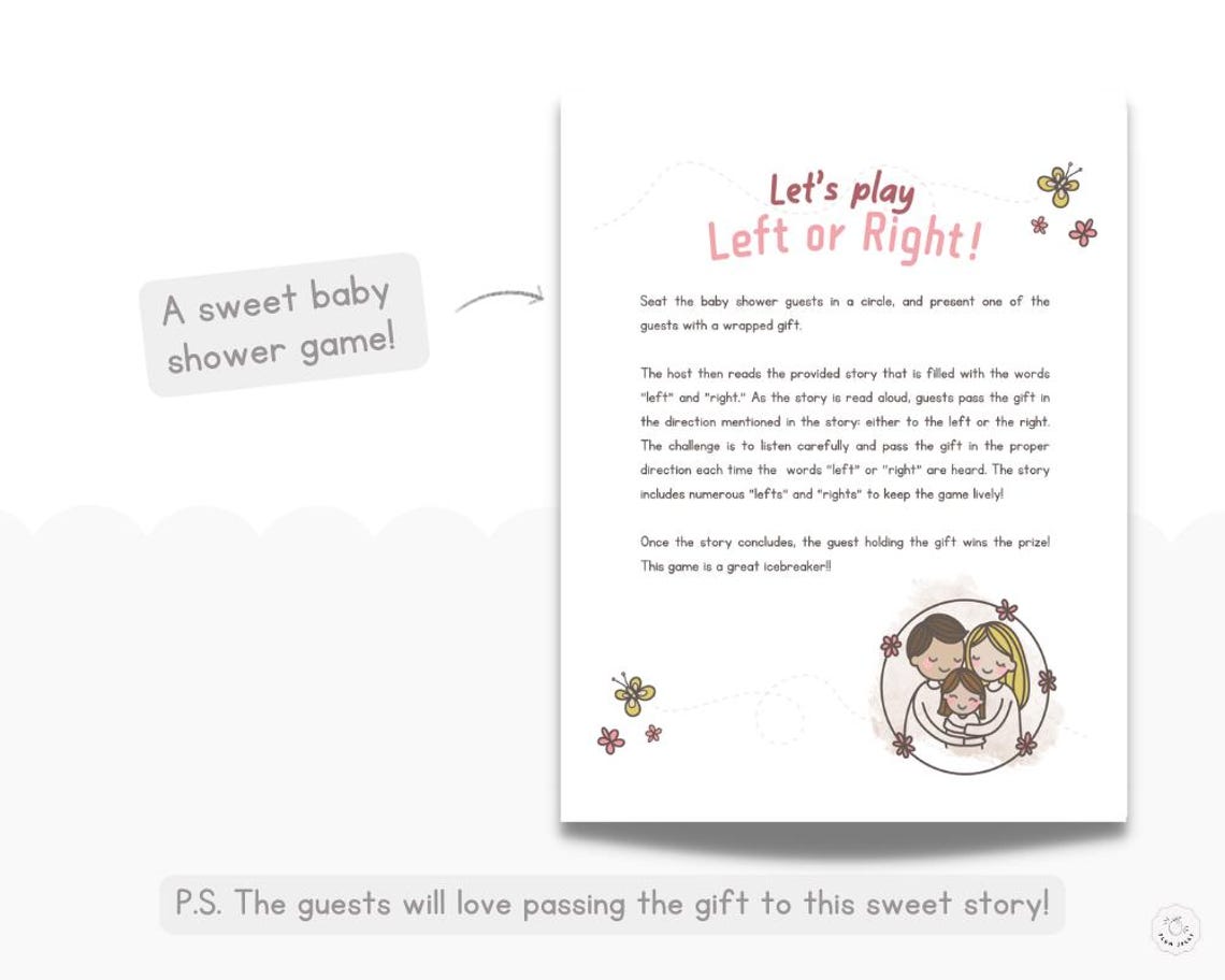Left or Right Baby Shower Game: Gift Passing Story (PDF Downloadable ...