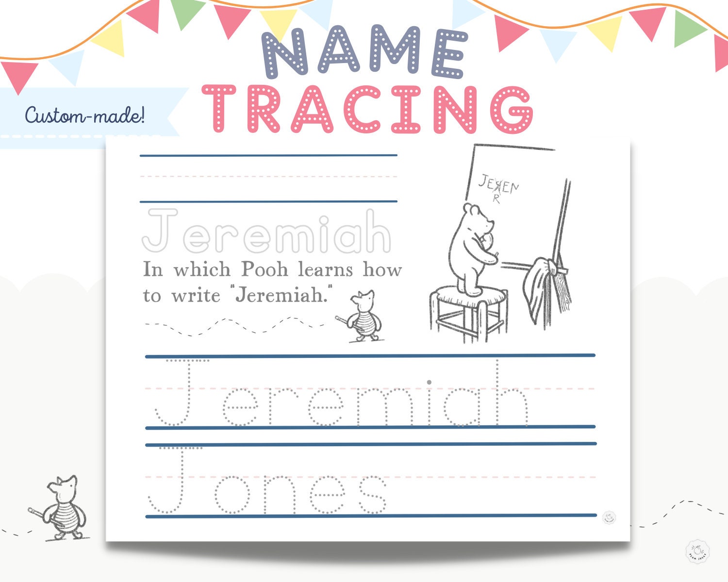 Name Tracing Printable Winnie-the-pooh Homeschool Printable - Etsy