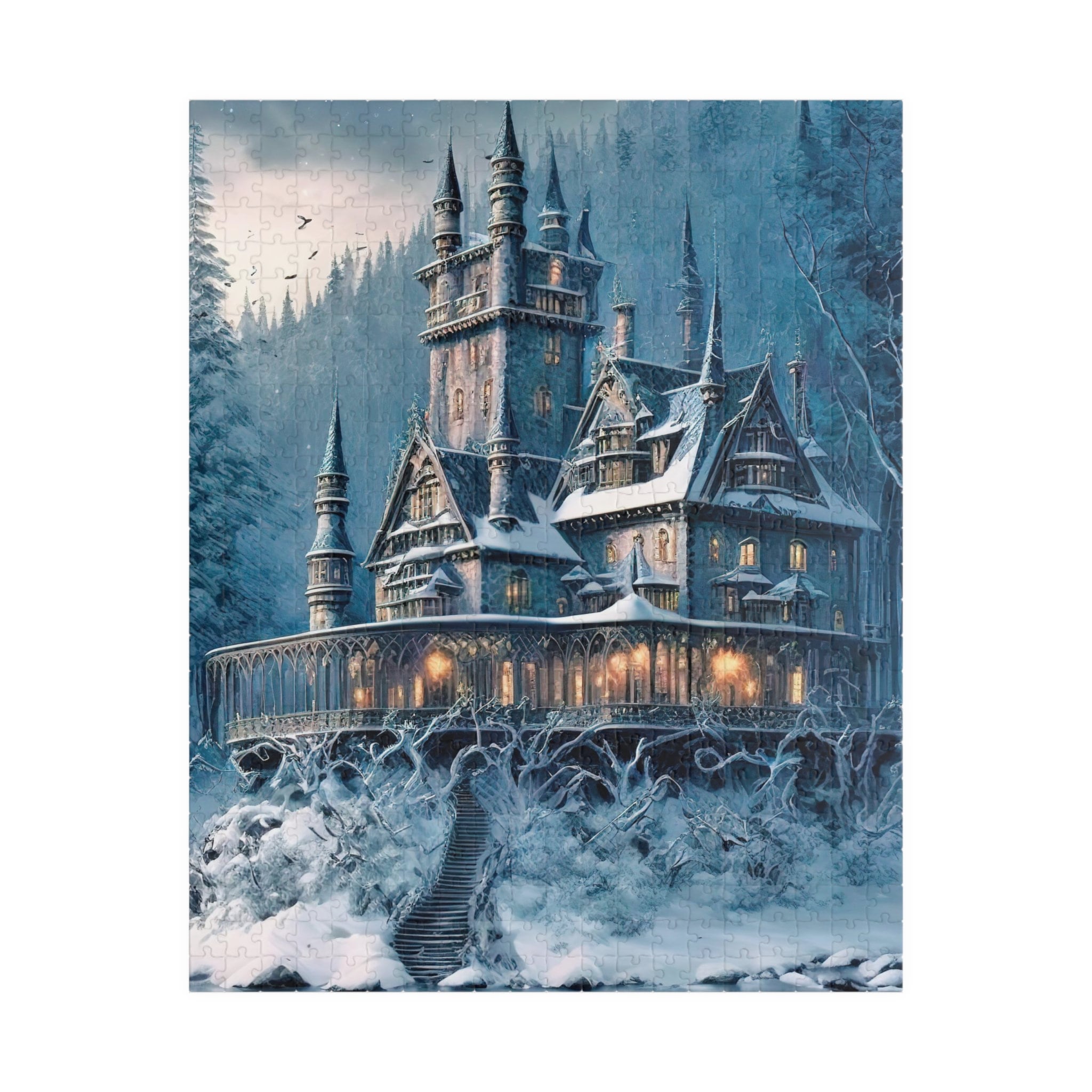 Frozen Mansion Jigsaw Puzzle - Haunted House Lake Lovers Gift - Winter ...