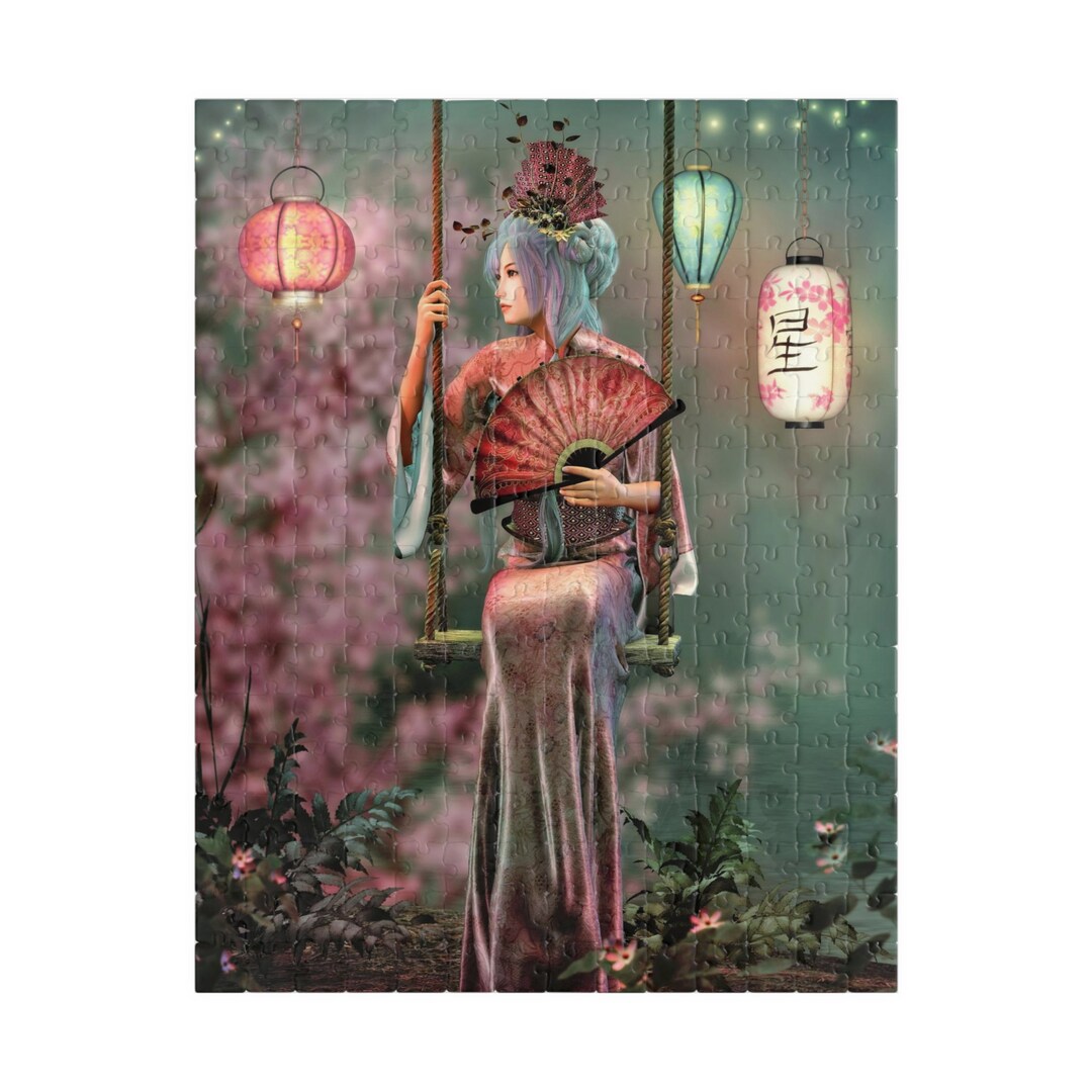 Japanese Geisha Jigsaw Puzzle - Paper Lantern Lovers Gift - Colorful ...