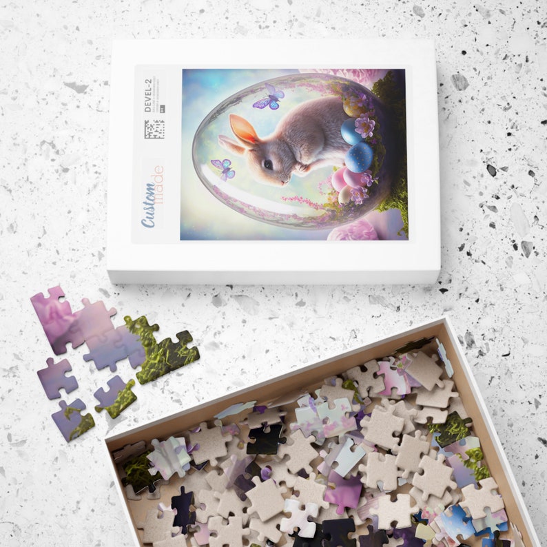 Easter Bunny Jigsaw Puzzle - Colored Eggs Butterflies Lovers Gift ...