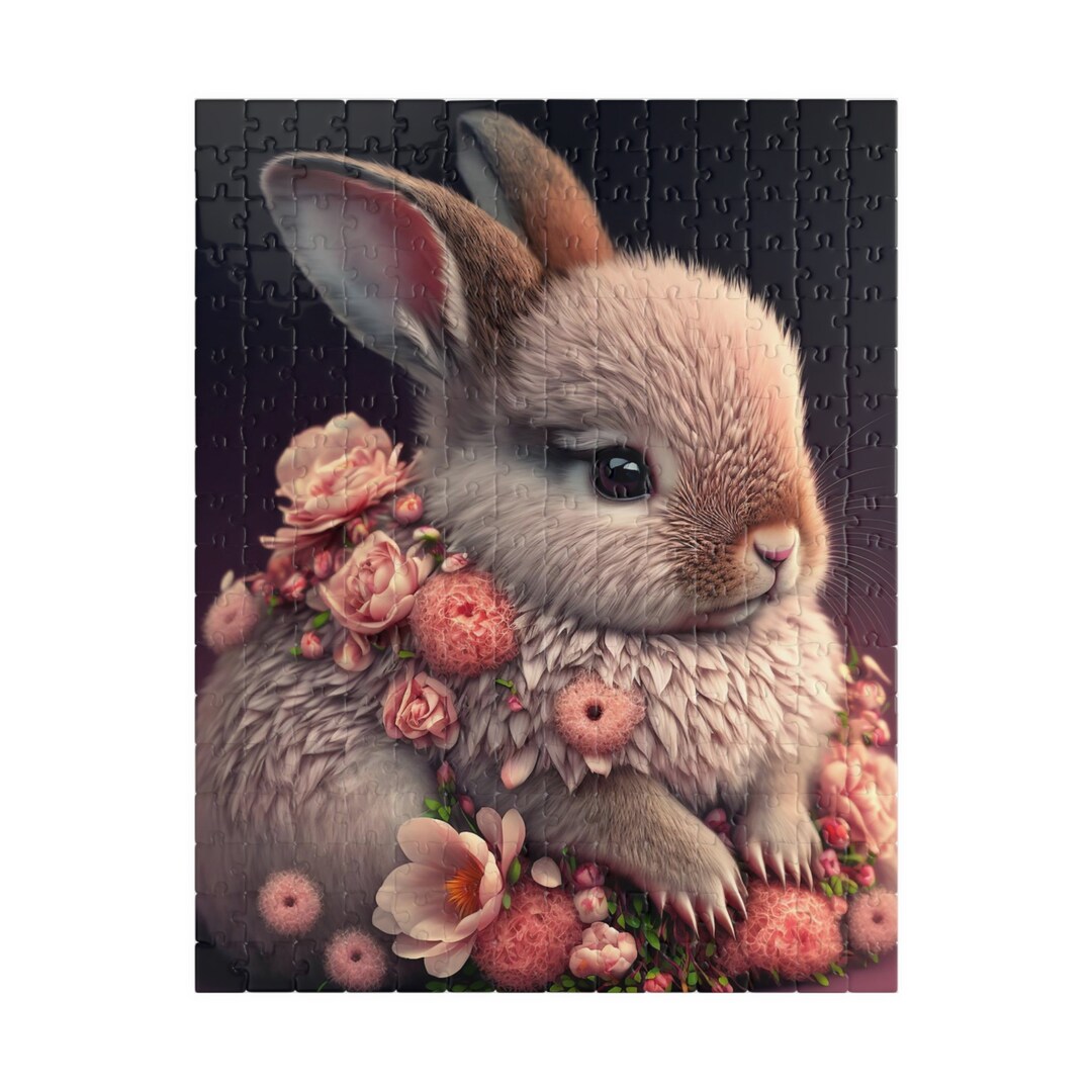 Tiny Easter Bunny Jigsaw Puzzle - Rabbit & Flowers Family Activity ...