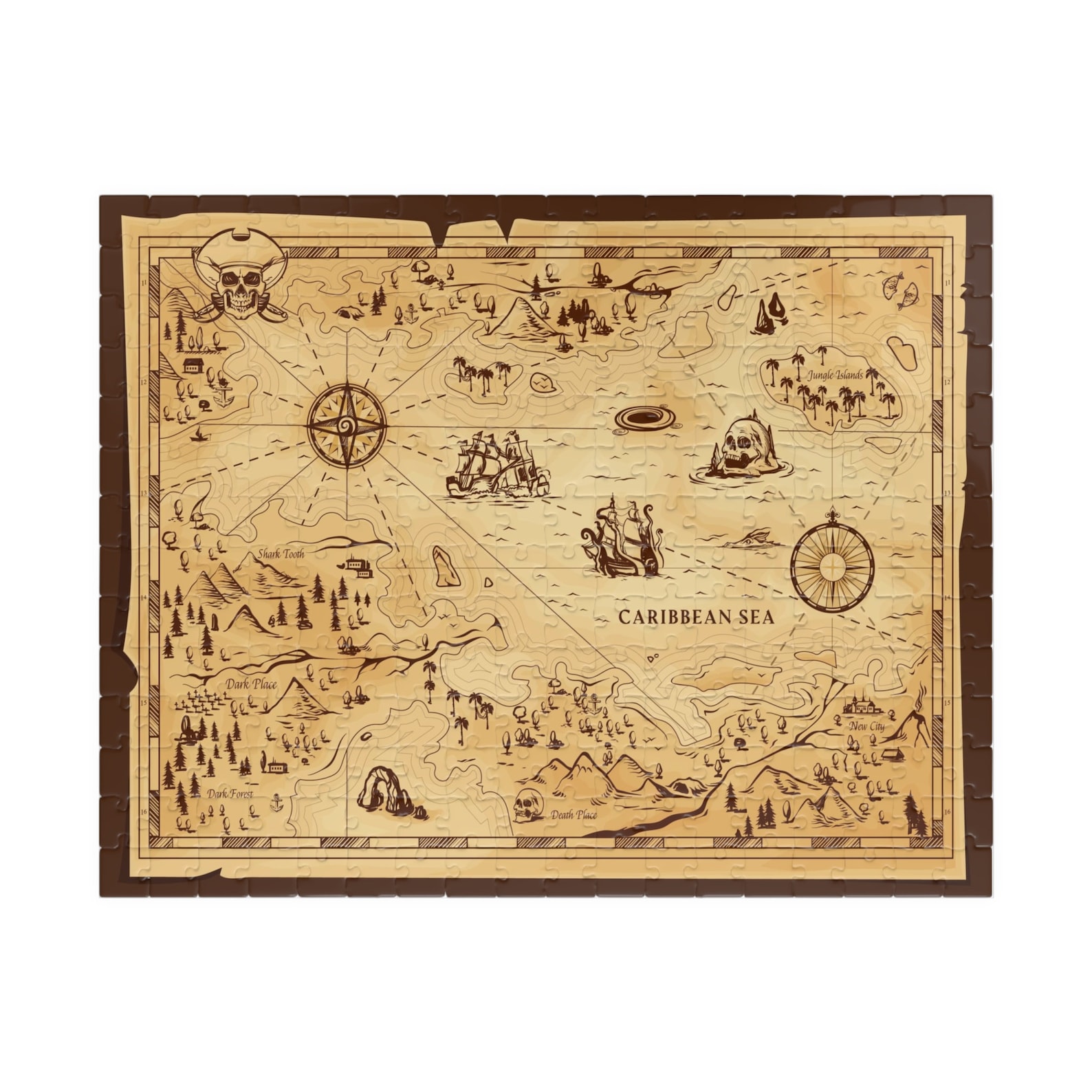 Treasure Map Jigsaw Puzzle - Pirate Ship Adventure Lovers Gift ...