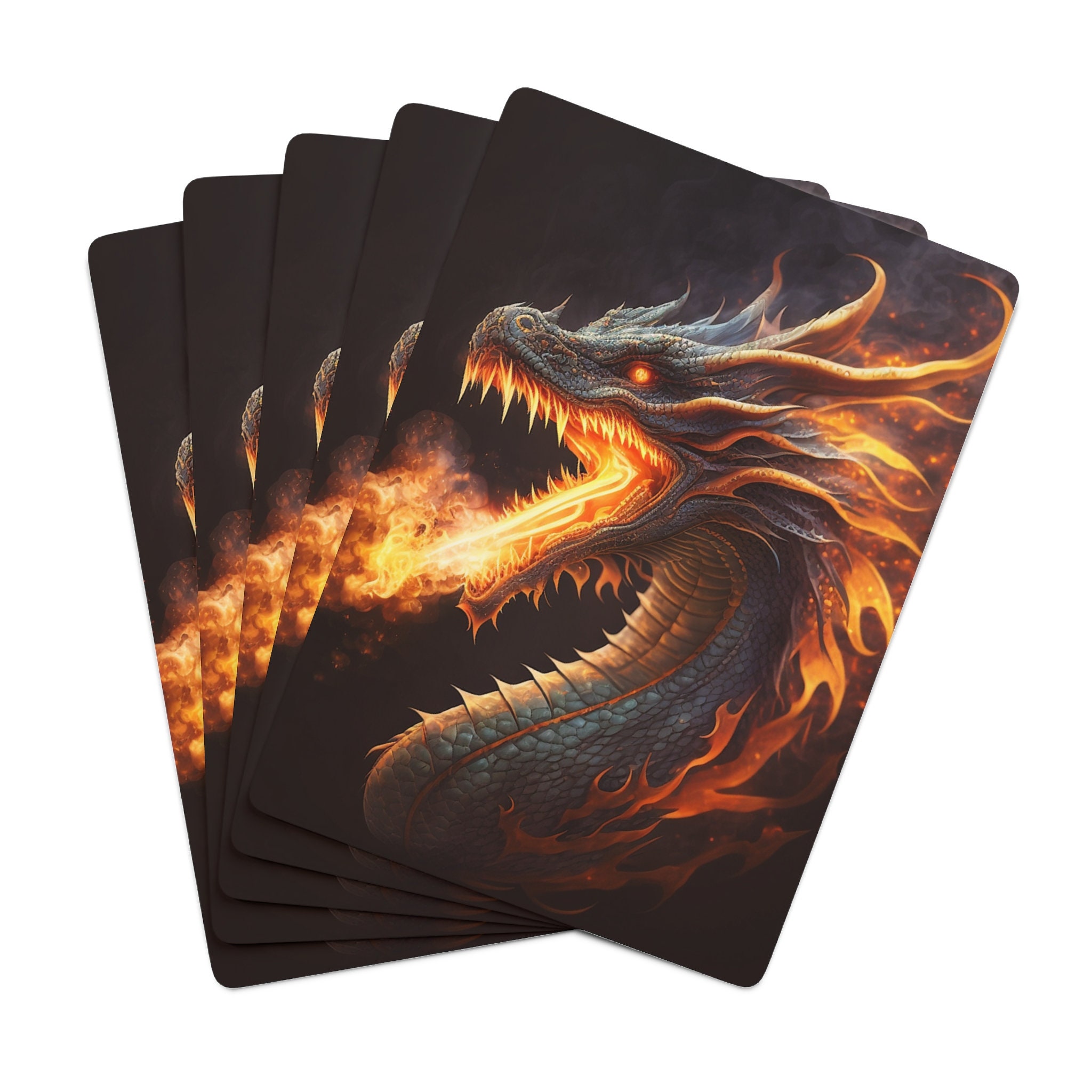 Fire Breathing Dragon Poker Cards Lover of Dragons Card Deck Fantasy D ...