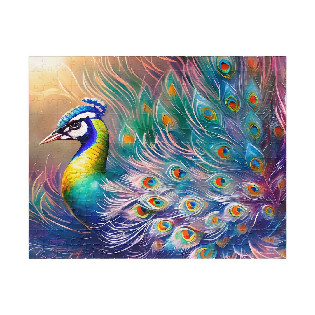 Watercolor Peacock Jigsaw Puzzle - Exotic Bird Lovers Gift - Bright ...