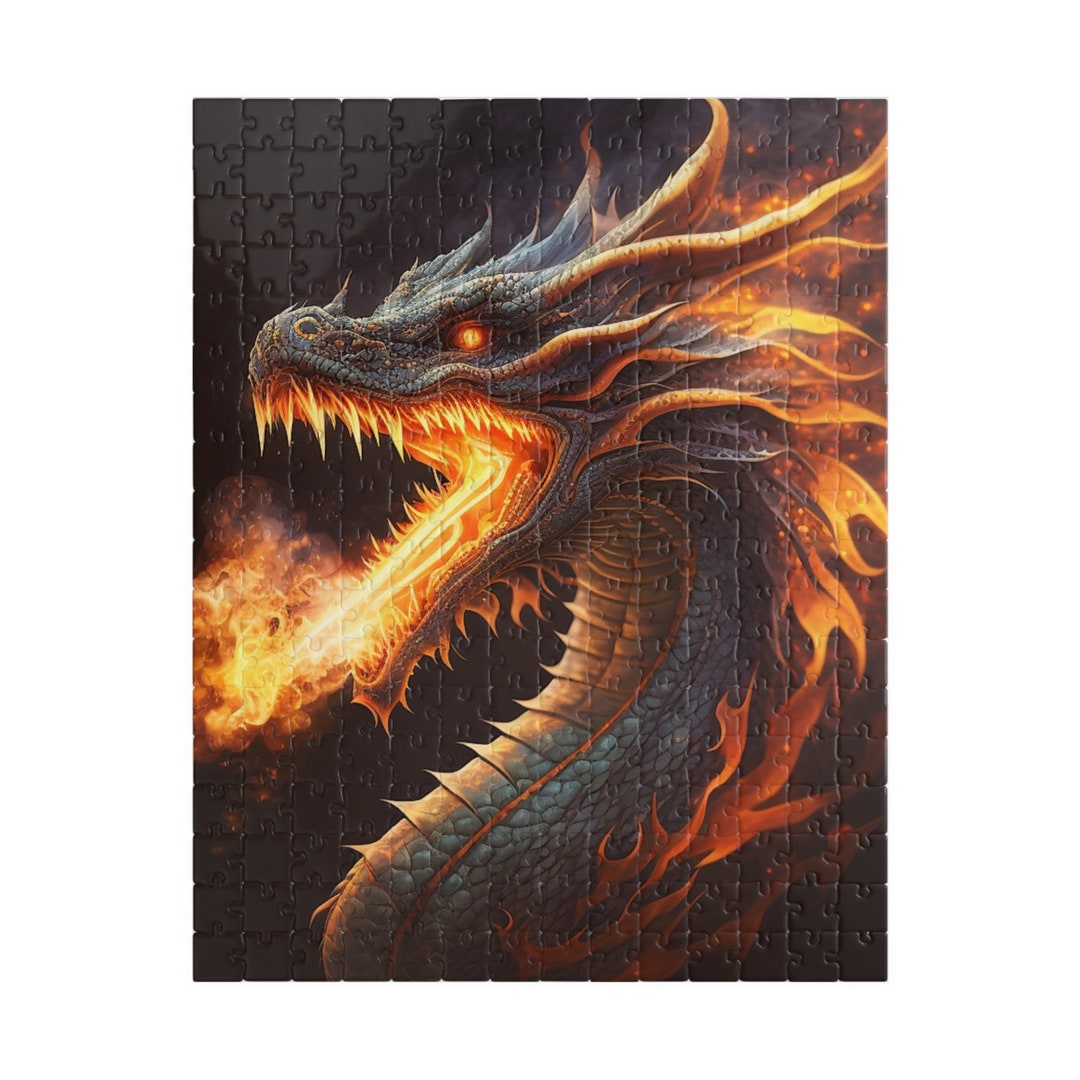 Fire Breathing Dragon Jigsaw Puzzle - Fantasy Dragons Lovers Gift ...