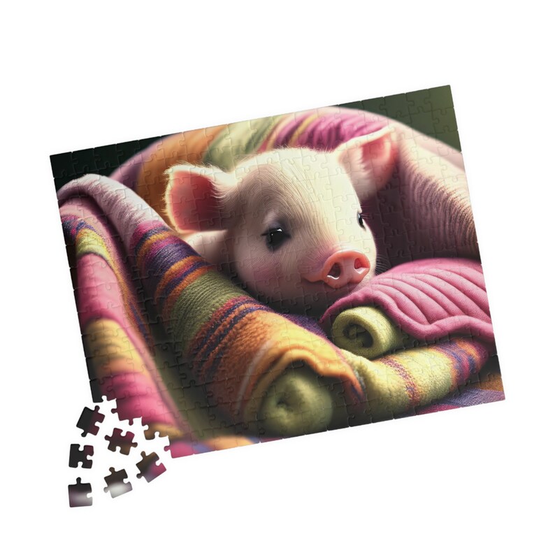 Cute Pig in Blanket Jigsaw Puzzle - Baby Piglet Lovers Gift - Pigs ...