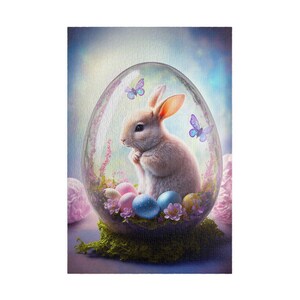 Easter Bunny Jigsaw Puzzle - Colored Eggs Butterflies Lovers Gift ...