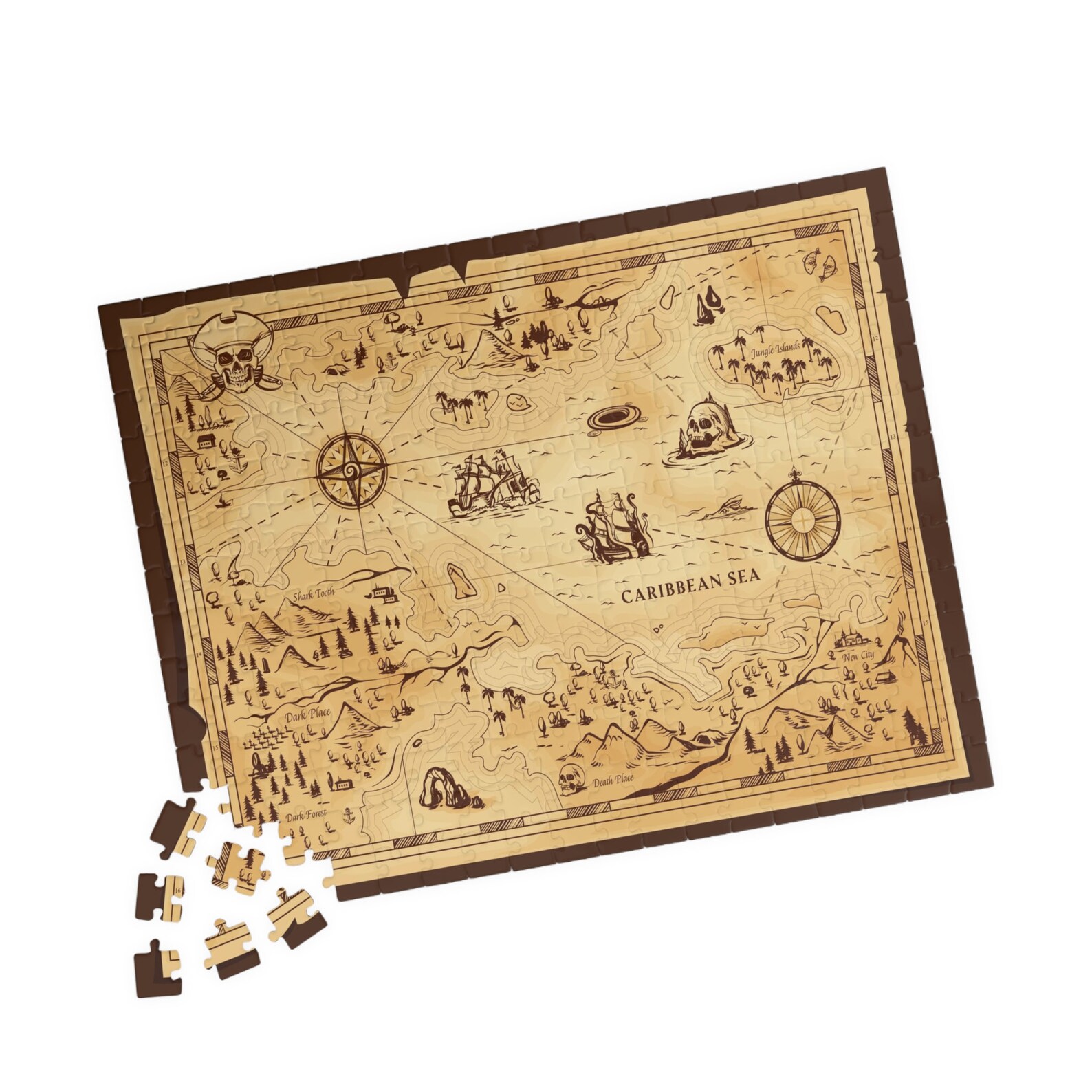 Treasure Map Jigsaw Puzzle - Pirate Ship Adventure Lovers Gift ...
