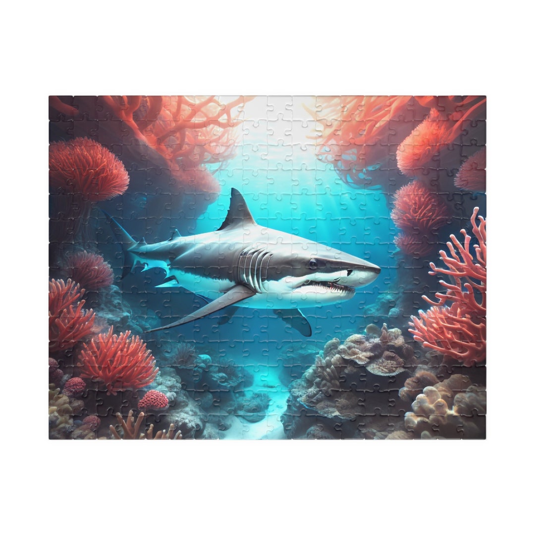 Underwater Shark Jigsaw Puzzle - Sharks Swimming in Ocean Gift - Coral ...