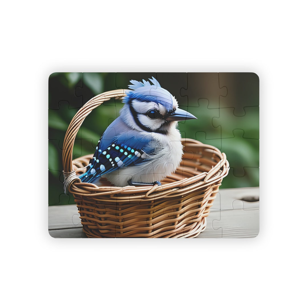 Baby Bird Basket Kid's Jigsaw Puzzle - Toddler Bluejay Birds Gift ...