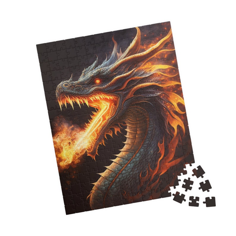 Fire Breathing Dragon Jigsaw Puzzle - Fantasy Dragons Lovers Gift ...