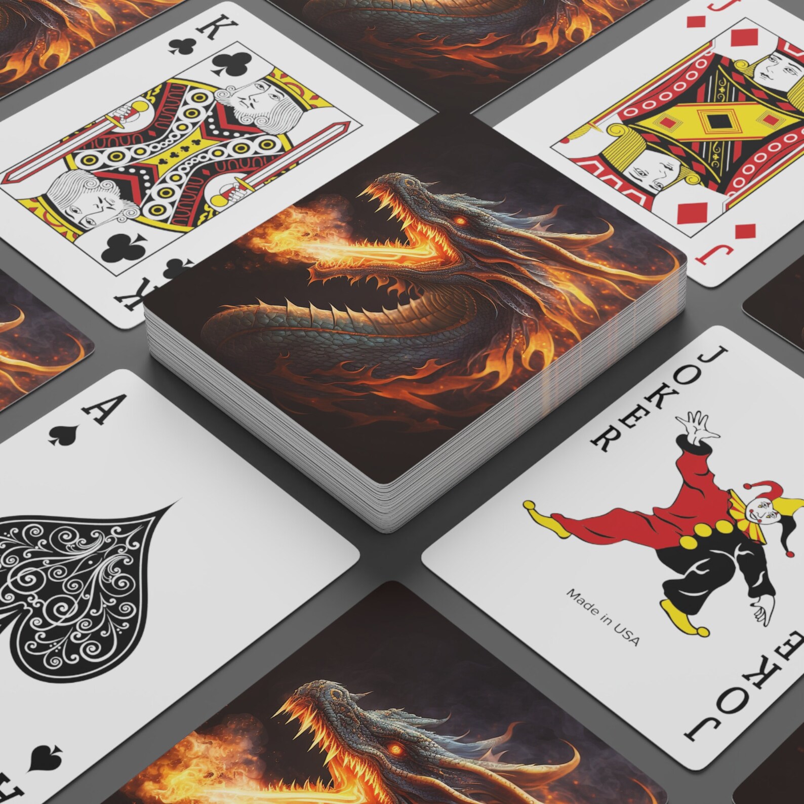 Fire Breathing Dragon Poker Cards - Lover of Dragons Card Deck ...