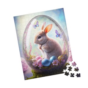 Easter Bunny Jigsaw Puzzle - Colored Eggs Butterflies Lovers Gift ...