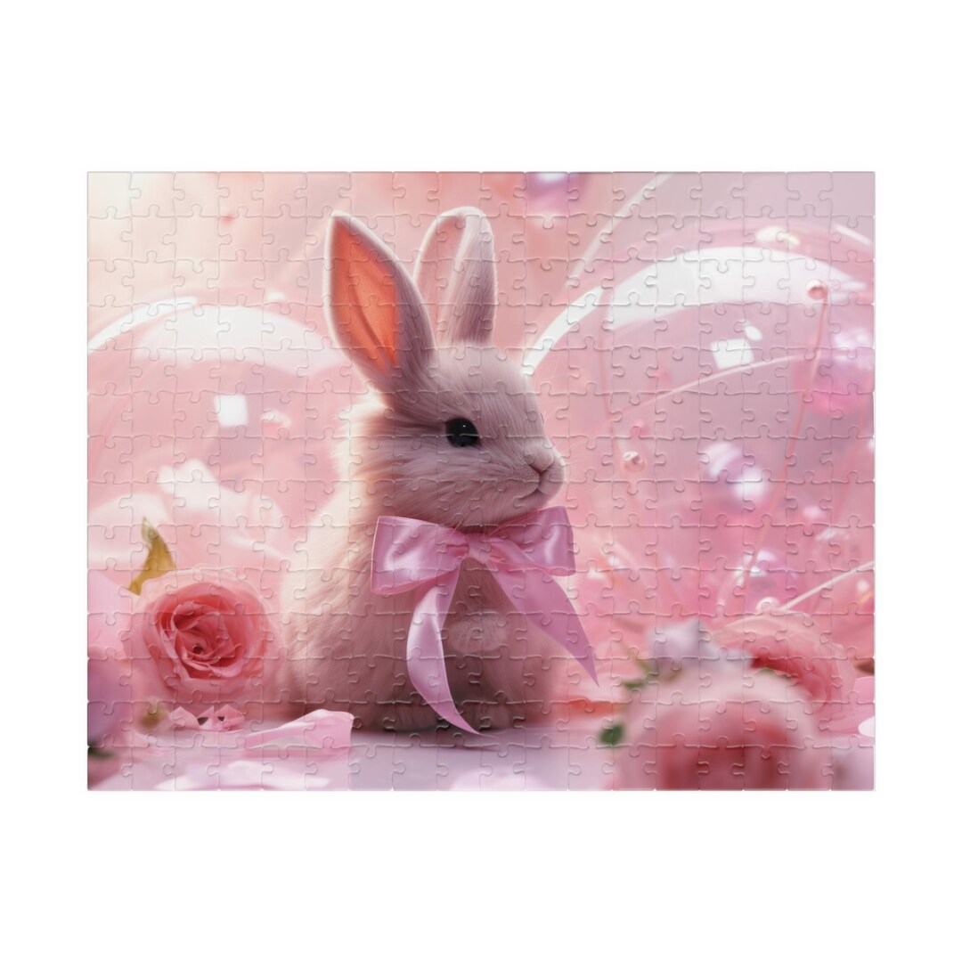 Pink Easter Bunny Jigsaw Puzzle - Bunnies Rabbit Lovers Gift - Rabbits ...