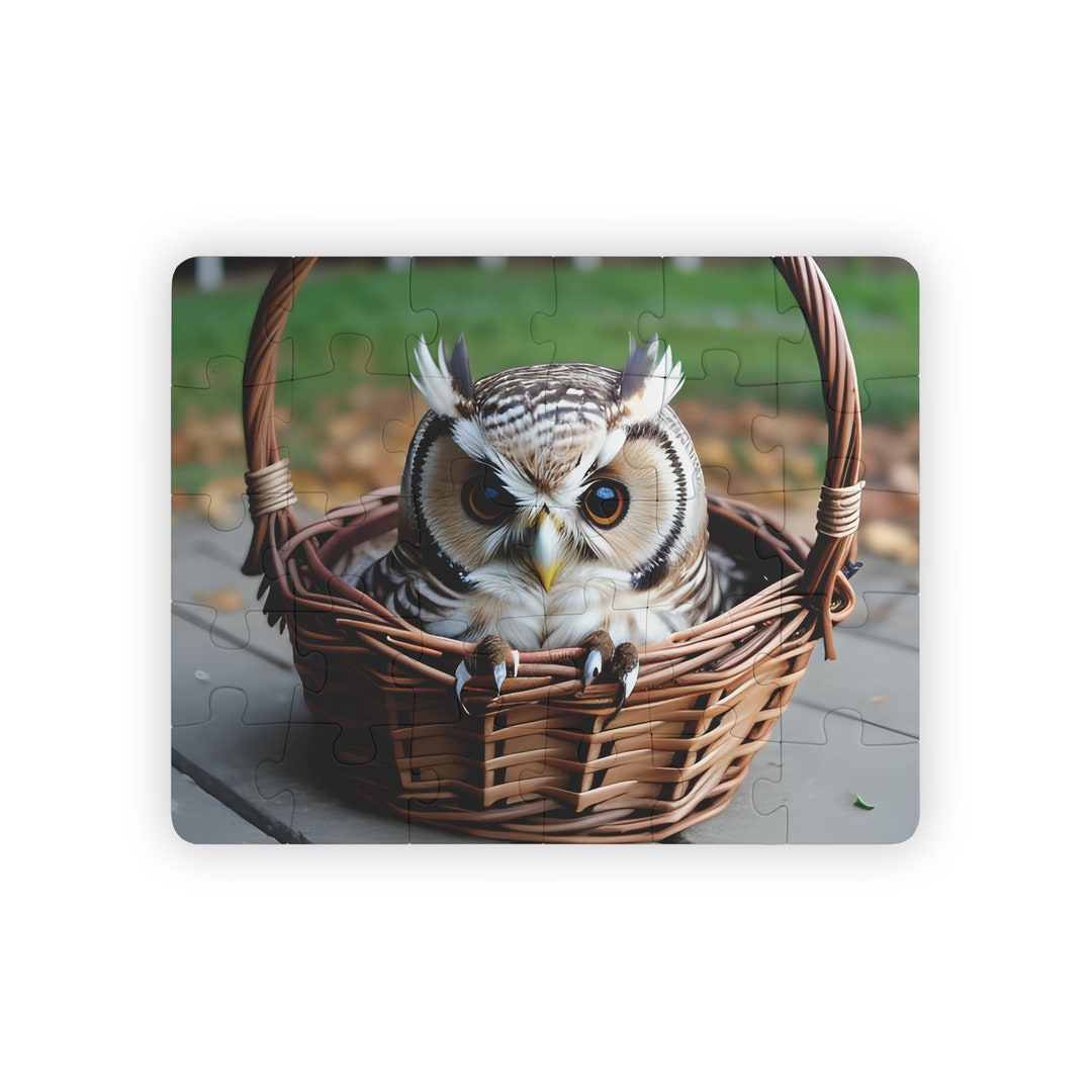 Baby Owl Bird Basket Kid's Jigsaw Puzzle - Toddler Owls Birds Gift ...