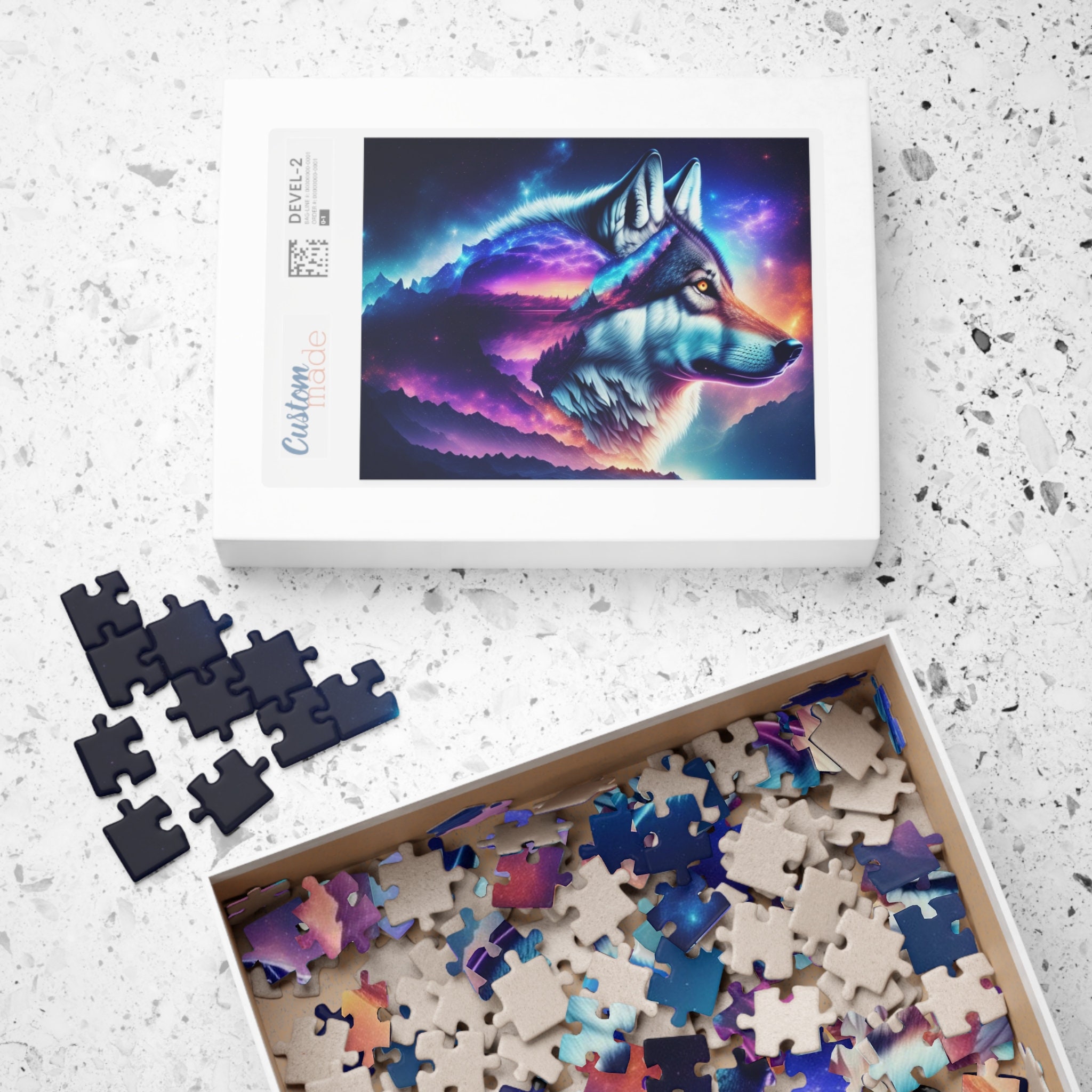 Galaxy Gray Wolf Jigsaw Puzzle - Space Nebula Landscape Lovers Gift ...