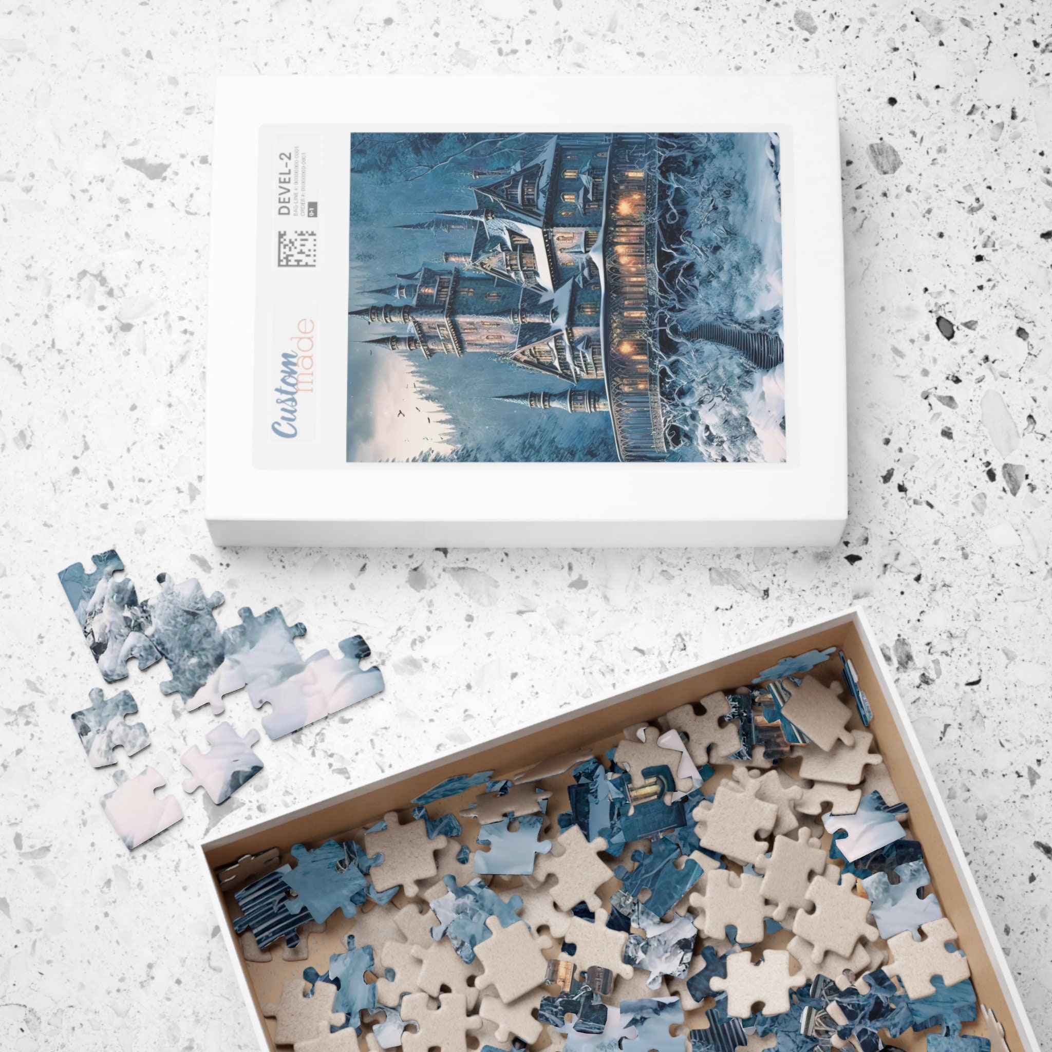 Frozen Mansion Jigsaw Puzzle - Haunted House Lake Lovers Gift - Winter ...