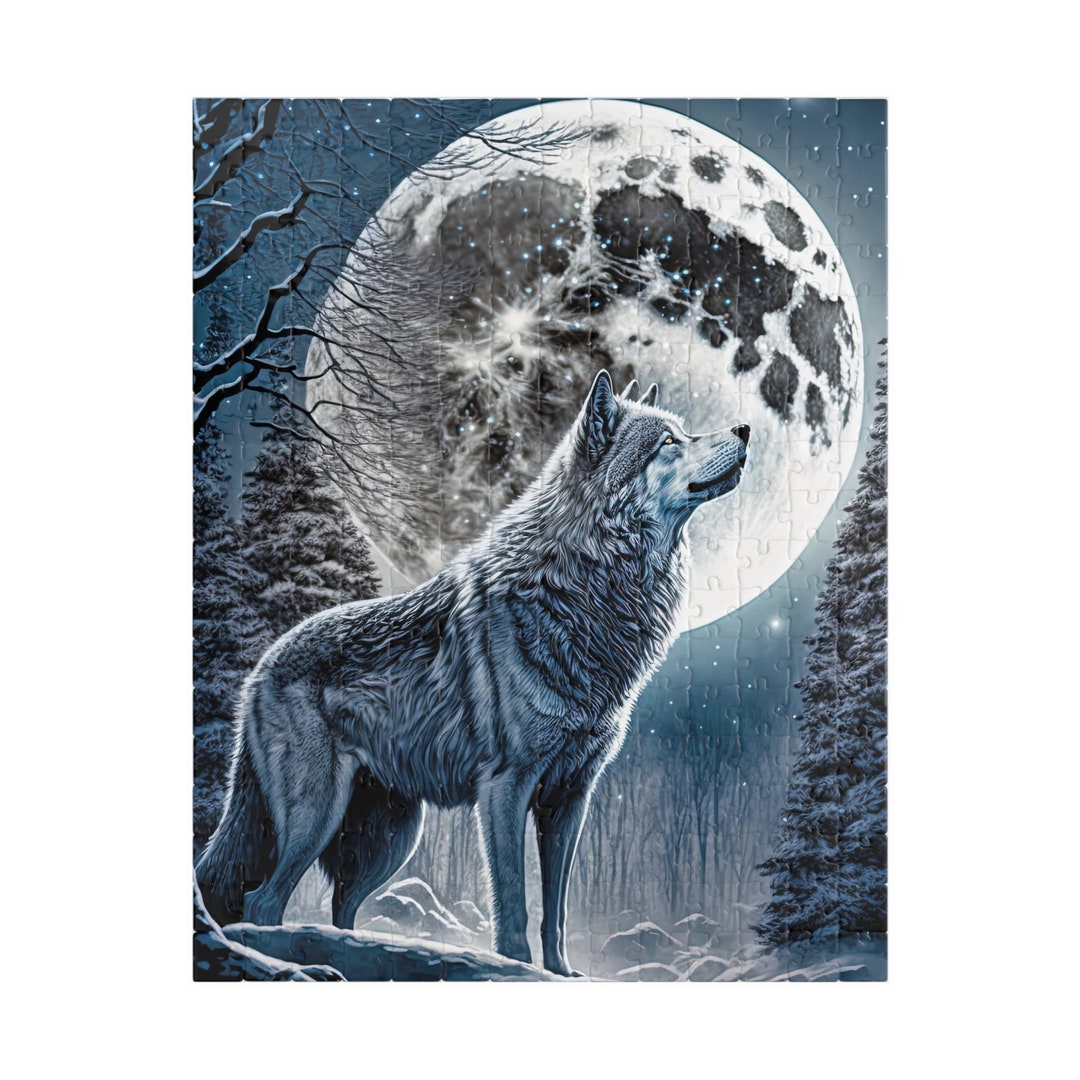 Gray Wolf Howling at Moon Jigsaw Puzzle - Grey Timber Wolfes Lovers ...