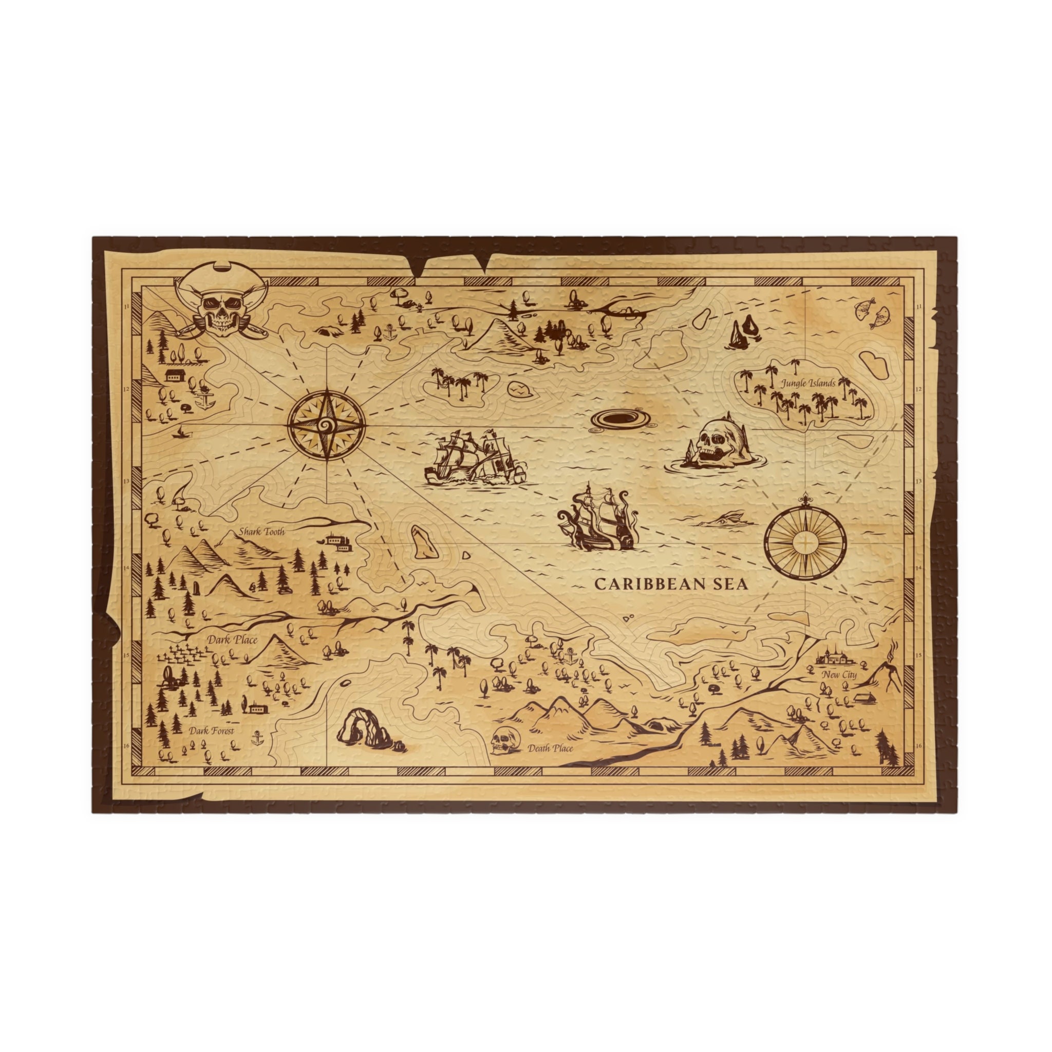 Treasure Map Jigsaw Puzzle - Pirate Ship Adventure Lovers Gift ...