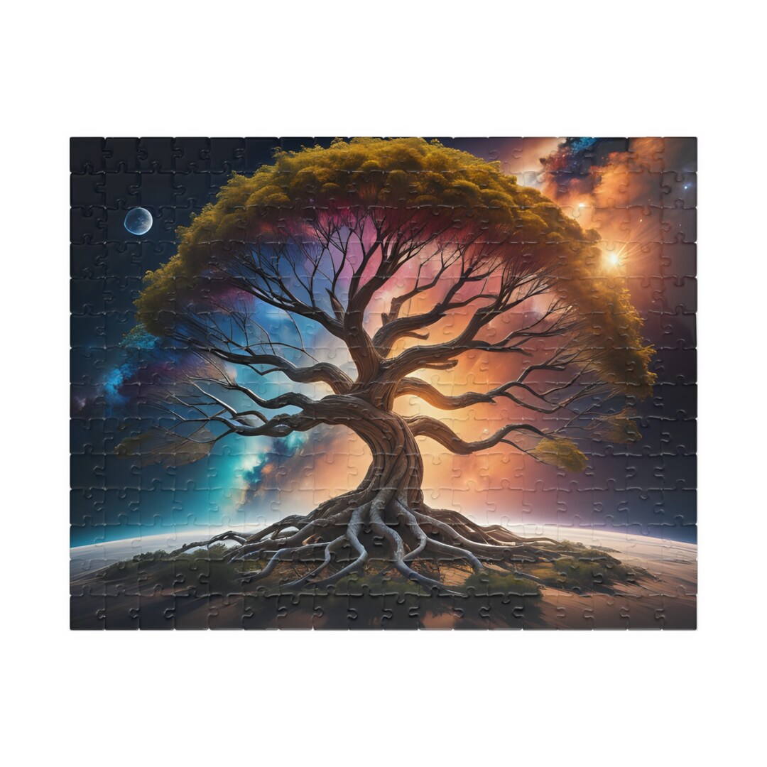 Tree of Life Jigsaw Puzzle - Cosmic Circle Sunset Horizon Lovers Gift ...