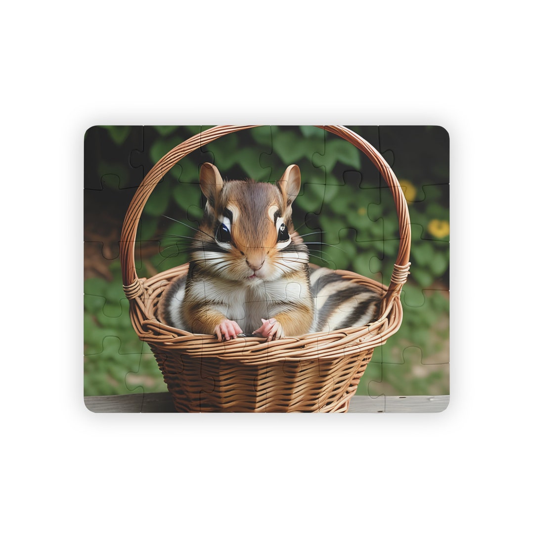 Baby Chipmunk Basket Kid's Jigsaw Puzzle - Toddler Chipmunks Gift ...