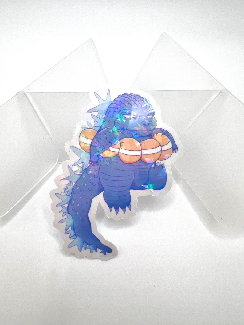Floating Godzilla Kaiju Holographic and Glossy Stickers Vinyl Stickers ...