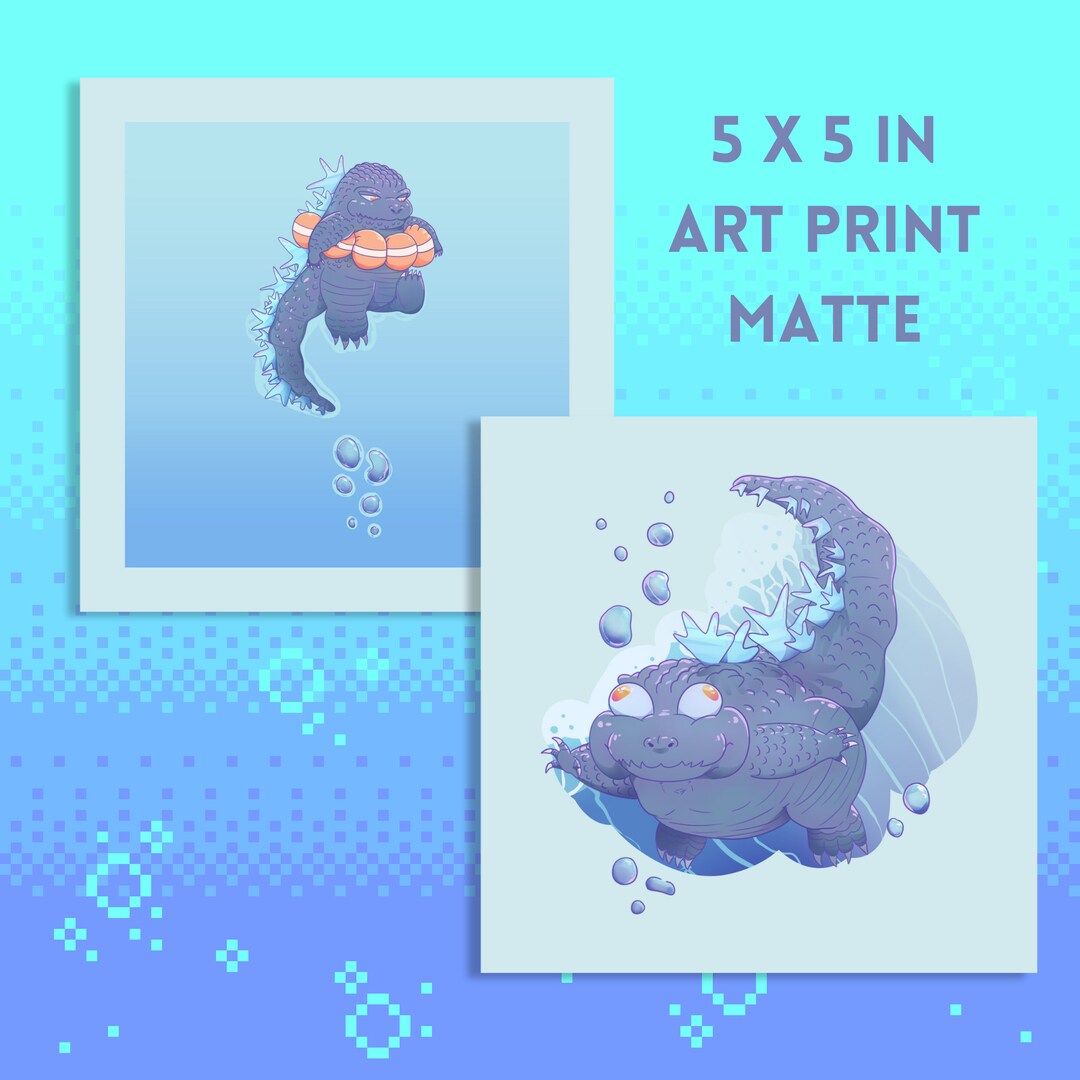 5 in Godzilla Gojira Cute Art Print | Matte - Etsy UK