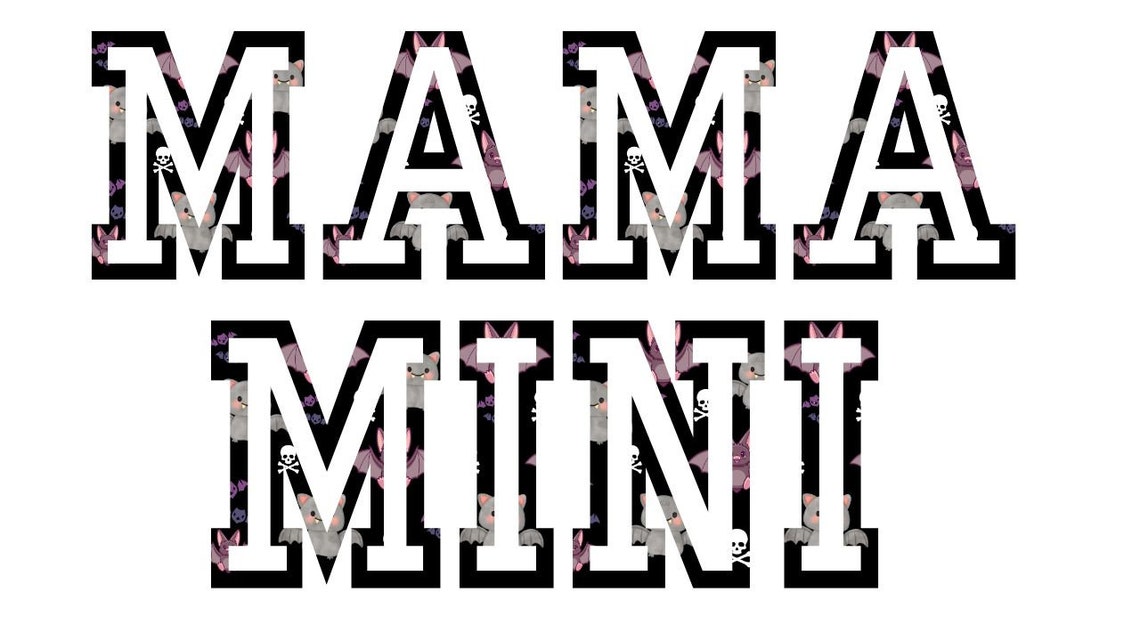 Mama and Mini Fonts With Halloween Outline Mama Mini Png Sublimation ...