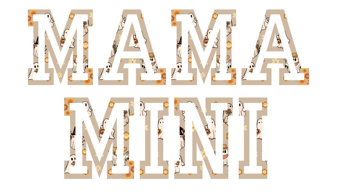 Mama and Mini Fonts With Halloween Outline Mama Mini Png Sublimation ...