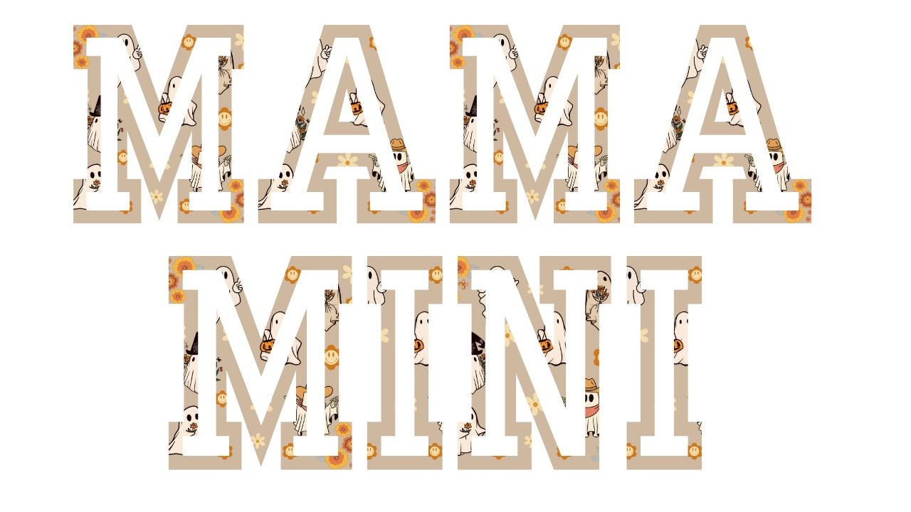 Mama and Mini Fonts With Halloween Outline Mama Mini Png Sublimation ...