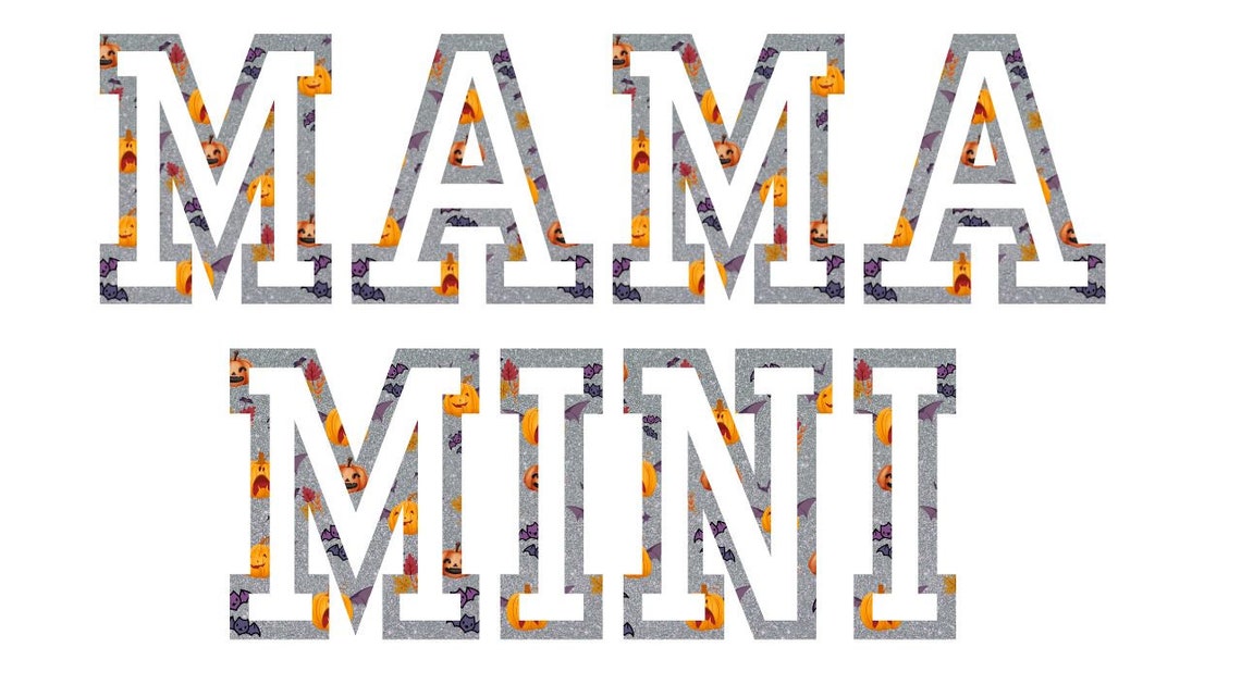 Mama and Mini Fonts With Halloween Outline Mama Mini Png Sublimation ...