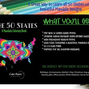 The 50 States: A Mandala Coloring Book - Etsy