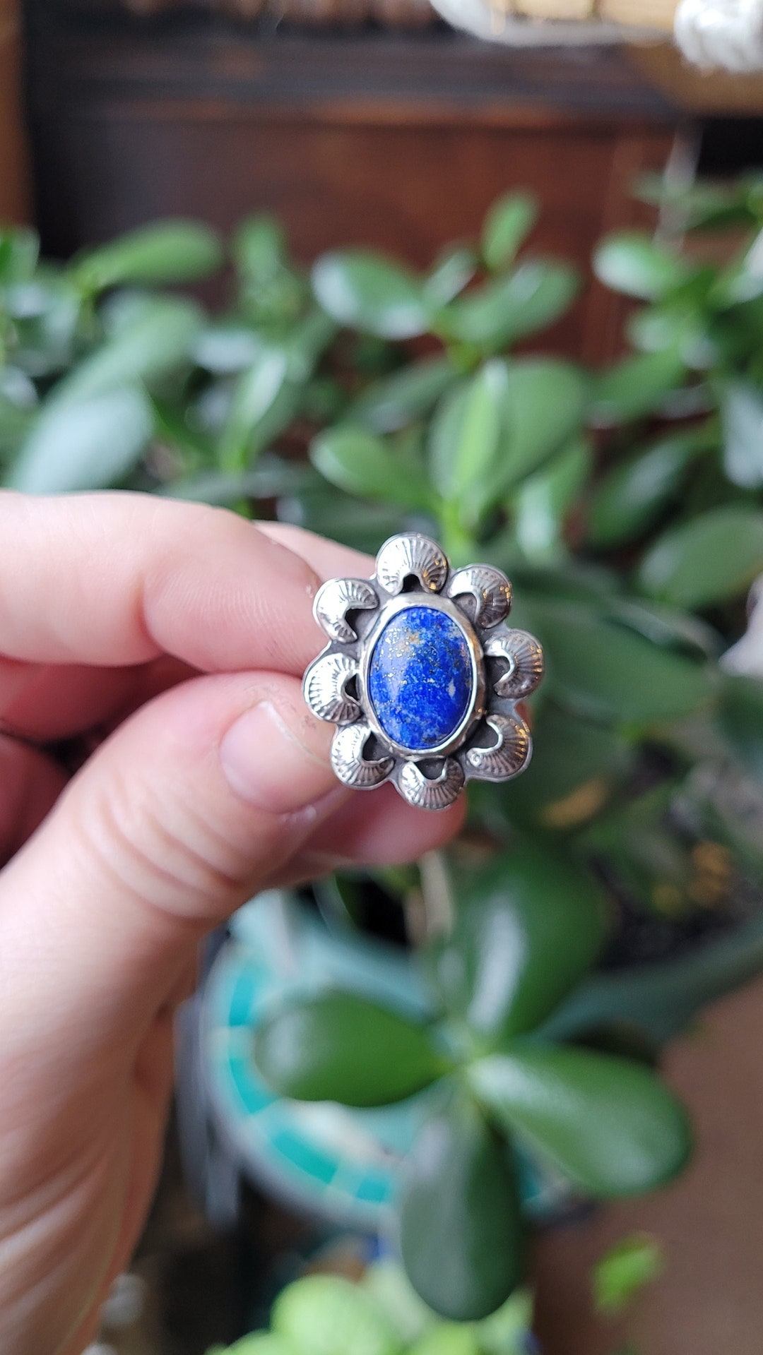 Lapis Lazuli Flower Ring - Etsy