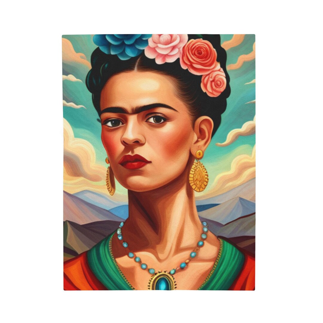 Frida Kahlo Inspired Velveteen Plush Blanket, Cozy Home Decor, Gift for ...