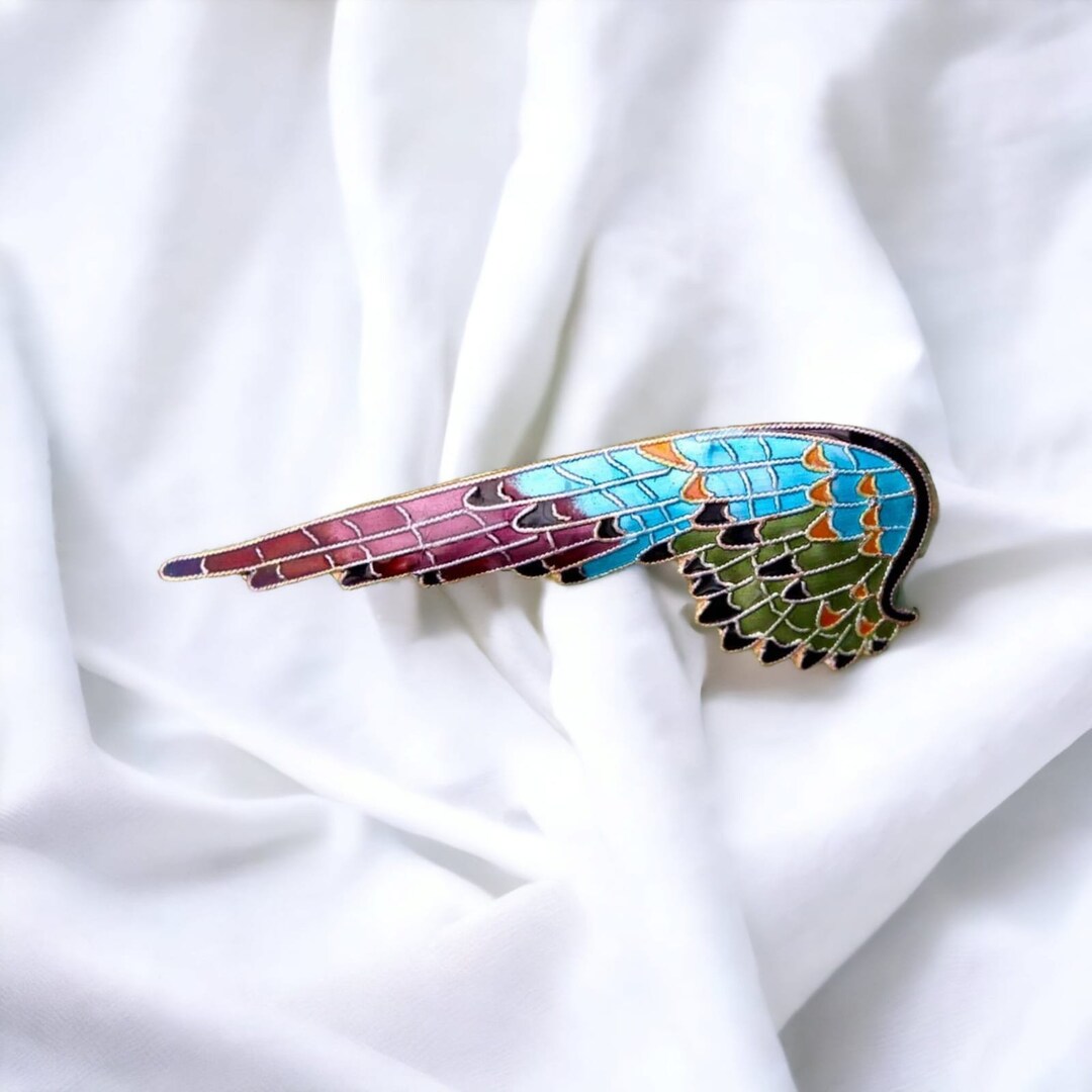 Beautiful Klimt Wing Pin Colorful Vintage Bird of Paradise Brooch Gift ...