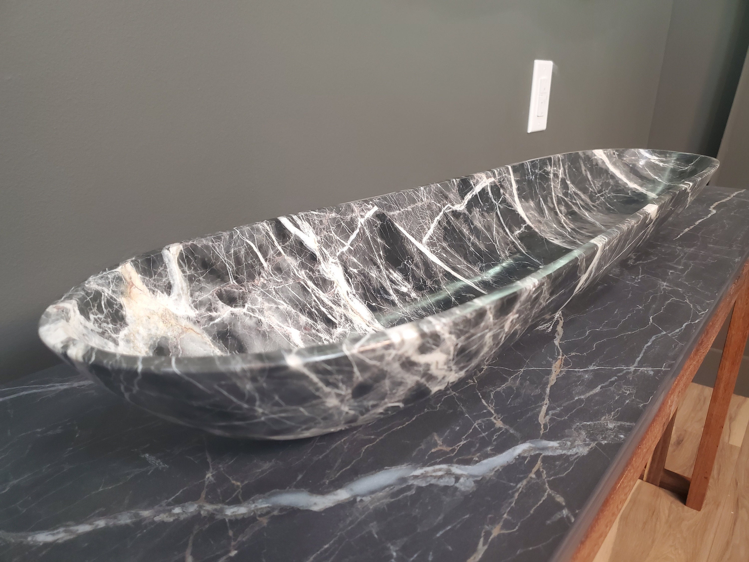 Black and White Marble Canoe Centerpiece - Etsy