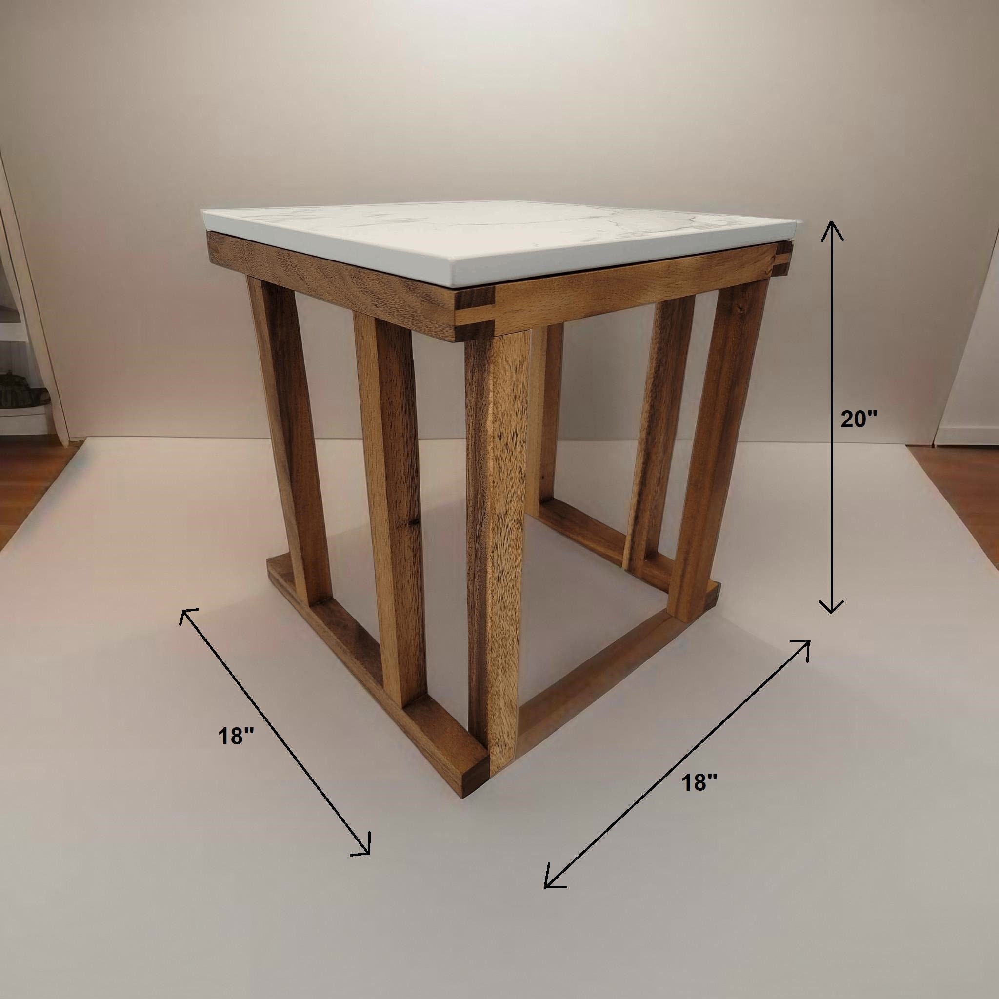 Los Cabos Wood Corner Table W/ Real Stone Top - Etsy