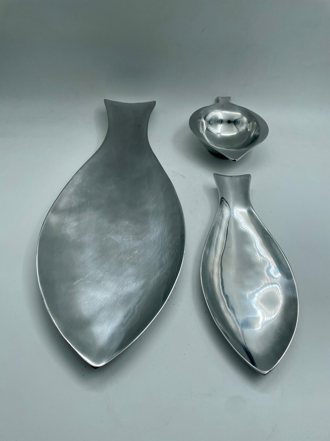 Silver Medium 3pc Fish Pewter Tray Set - Etsy